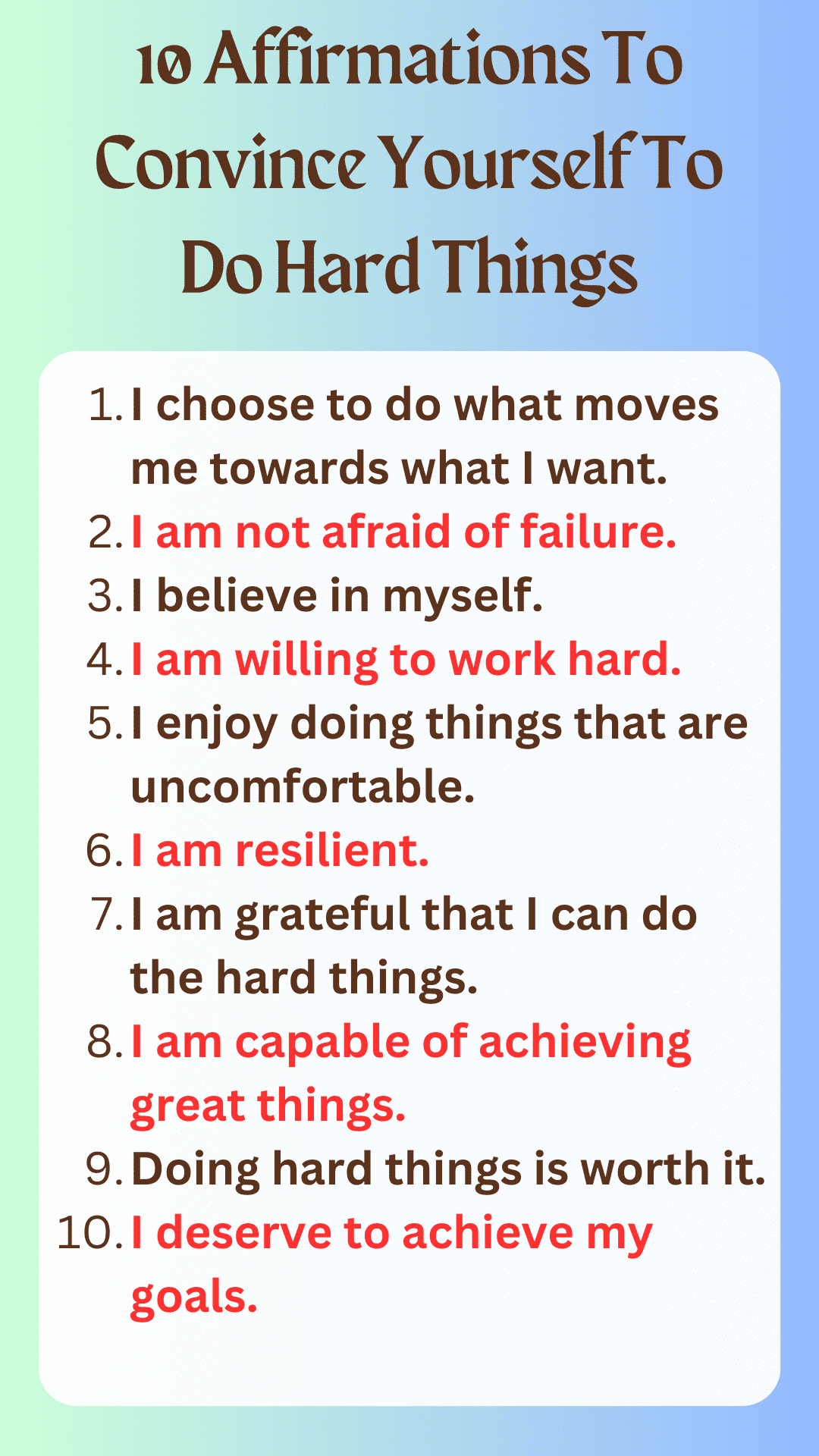 10 Affirmations To Convince Yourself To Do Hard Things